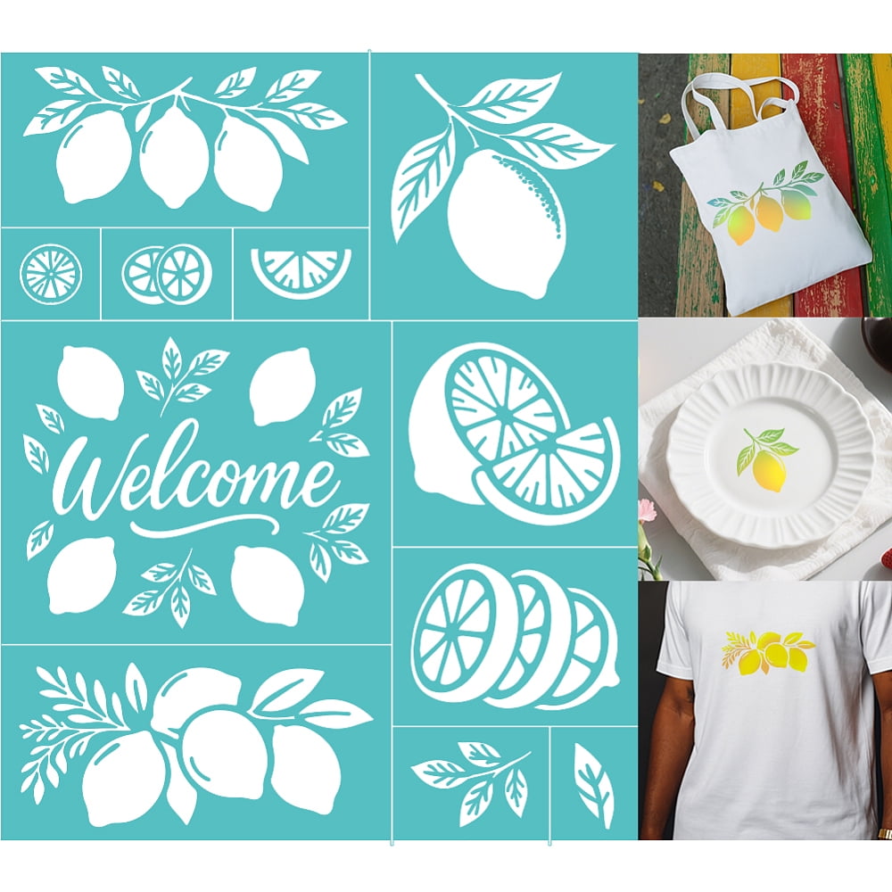 2 Sheets Silkscreen Stencil Lemon Printing Stencils Templates Reusable ...