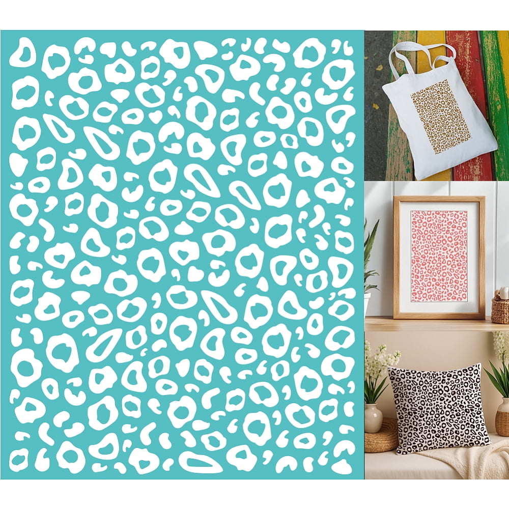 2 Sheets Silkscreen Stencil Leopard Printing Stencils Templates ...