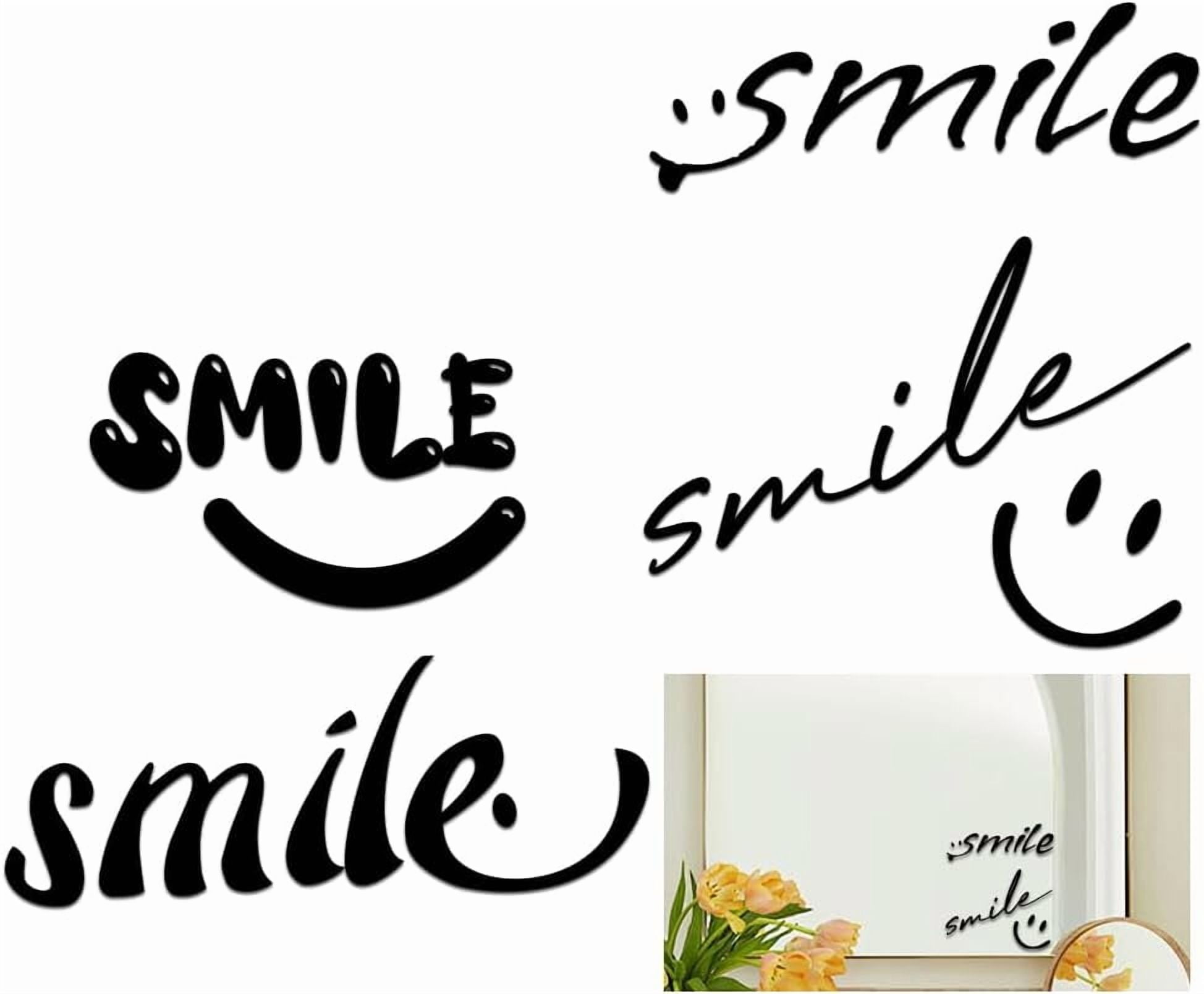 2 Sheets Smile Stickers Smile Mirror Decal Positive Affirmation Decal ...