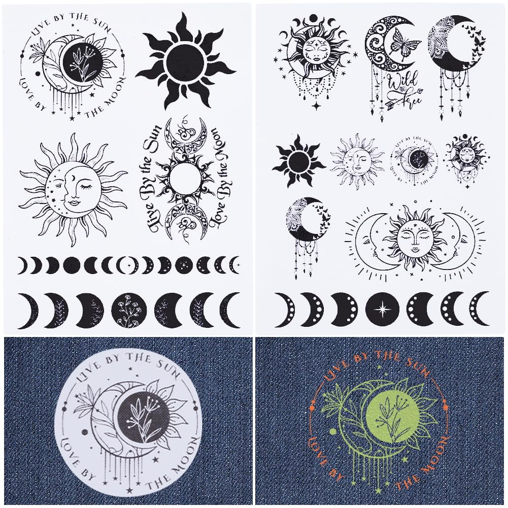 2 Sheets Tarot Sun Moon Phase Water Soluble Embroidery Patterns ...