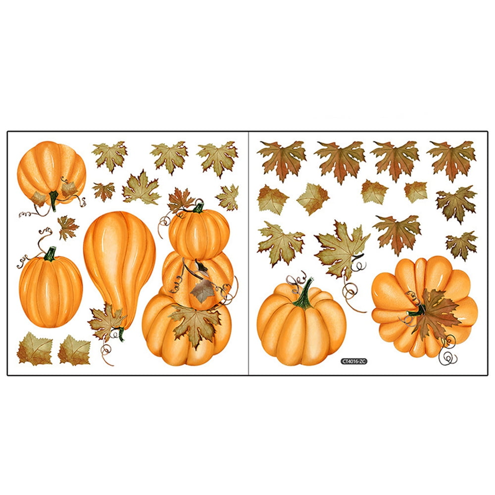 2 Sheets Thanksgiving Thick Gel Cling Autumn Window Gel Clings Decals ...