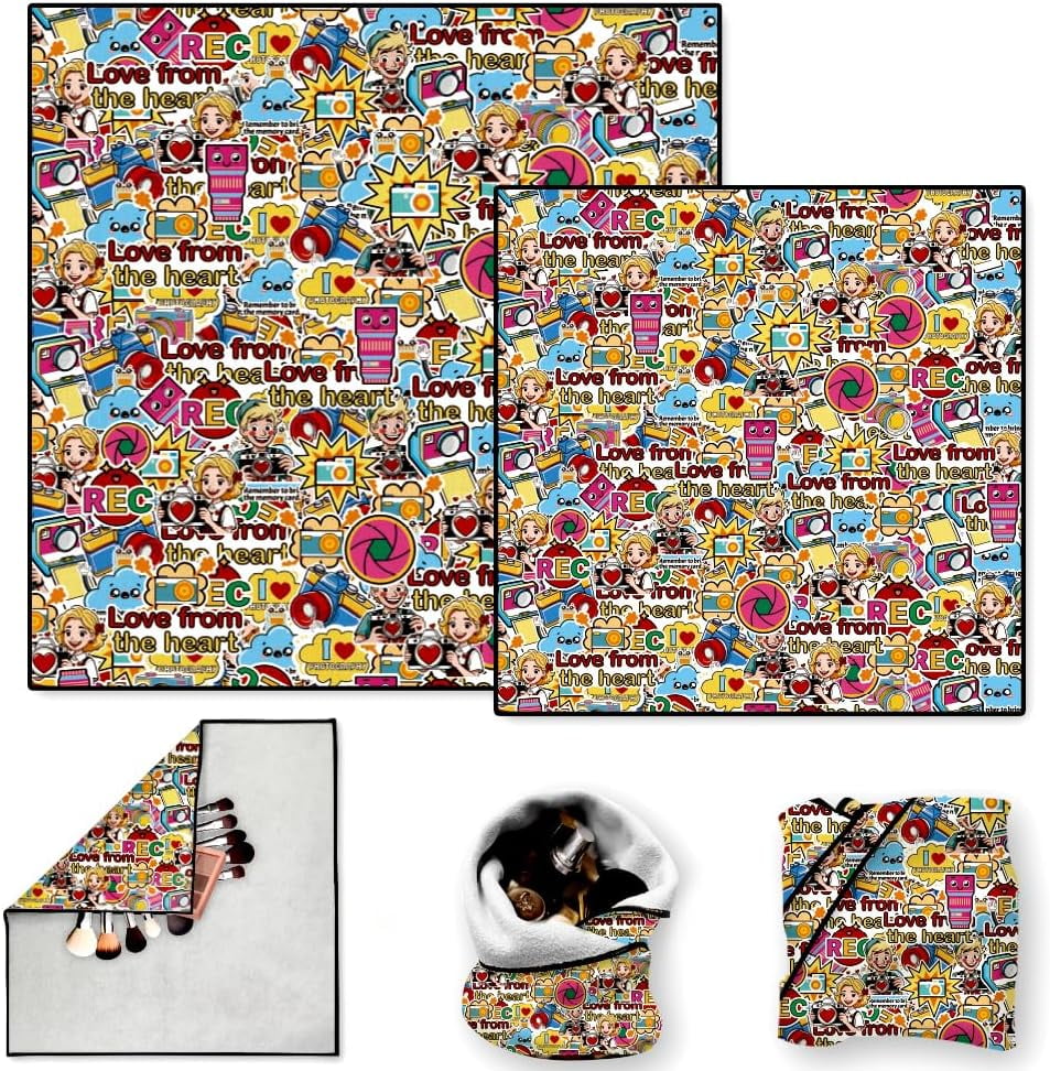 2 Sheets Travel Makeup Bags Self-Adhesive Magic Cloth Cartoon Collage ...