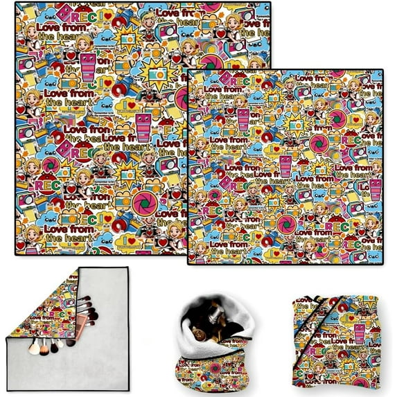 2 Sheets Travel Makeup Bags Self-Adhesive Magic Cloth Cartoon Collage ...