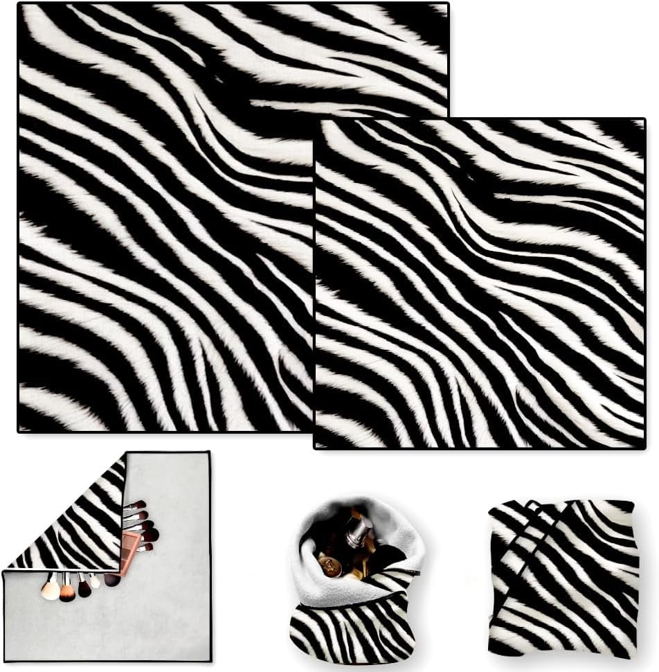 2 Sheets Travel Makeup Bags Self-Adhesive Magic Cloth Zebra Print ...