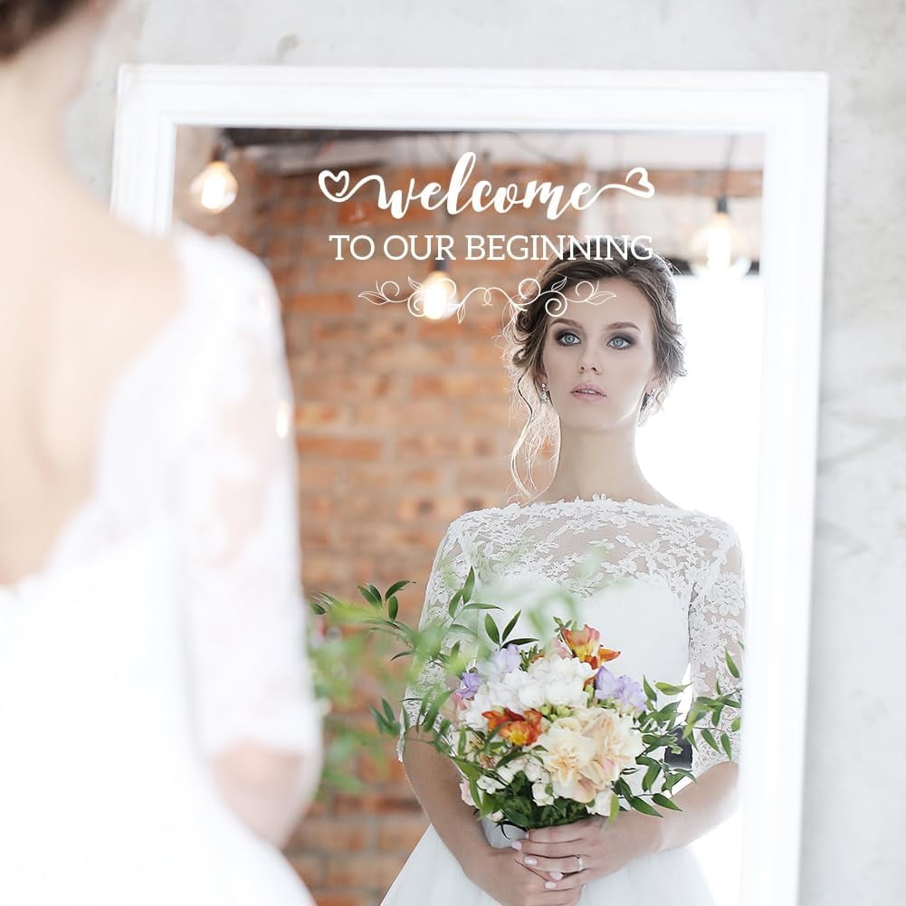 2 Sheets Wedding Mirror Decals Welcome to Our Begining Mirror Stickers ...