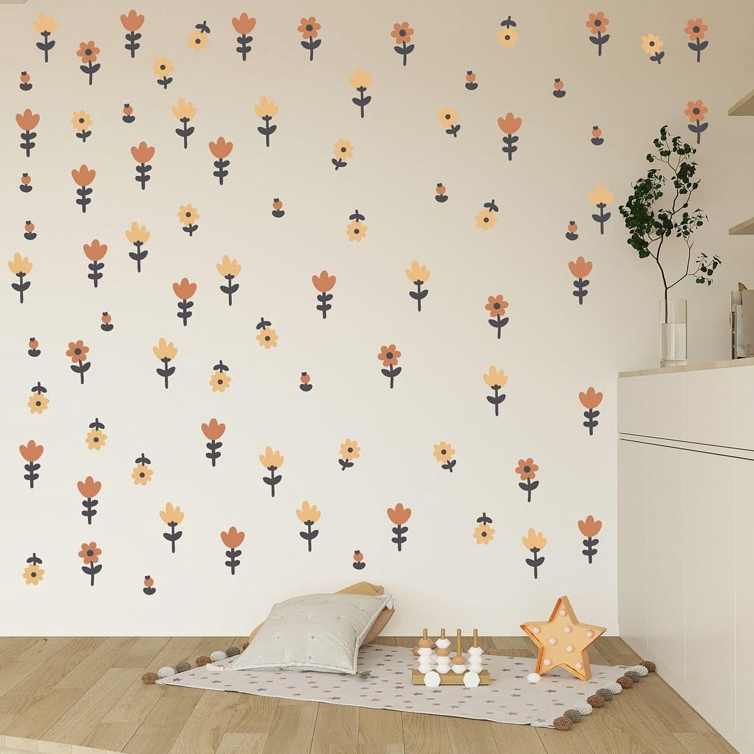 2 Sheets of Beautiful Flowers Wall Sticker Printed on Vinyl Self ...