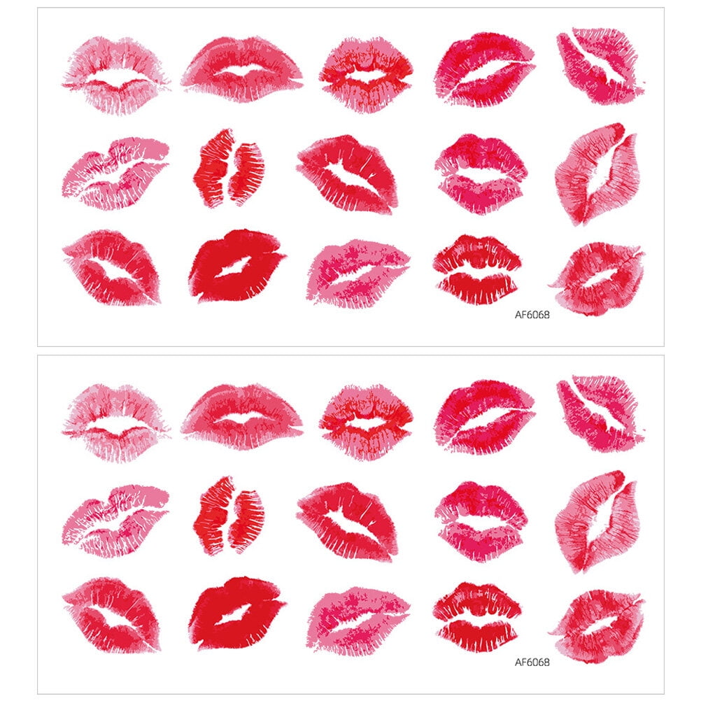 2 Sheets Of Valentines Day Themed Wall Sticker Diy Romantic Lip Shape Decal Home Backdrop Decor
