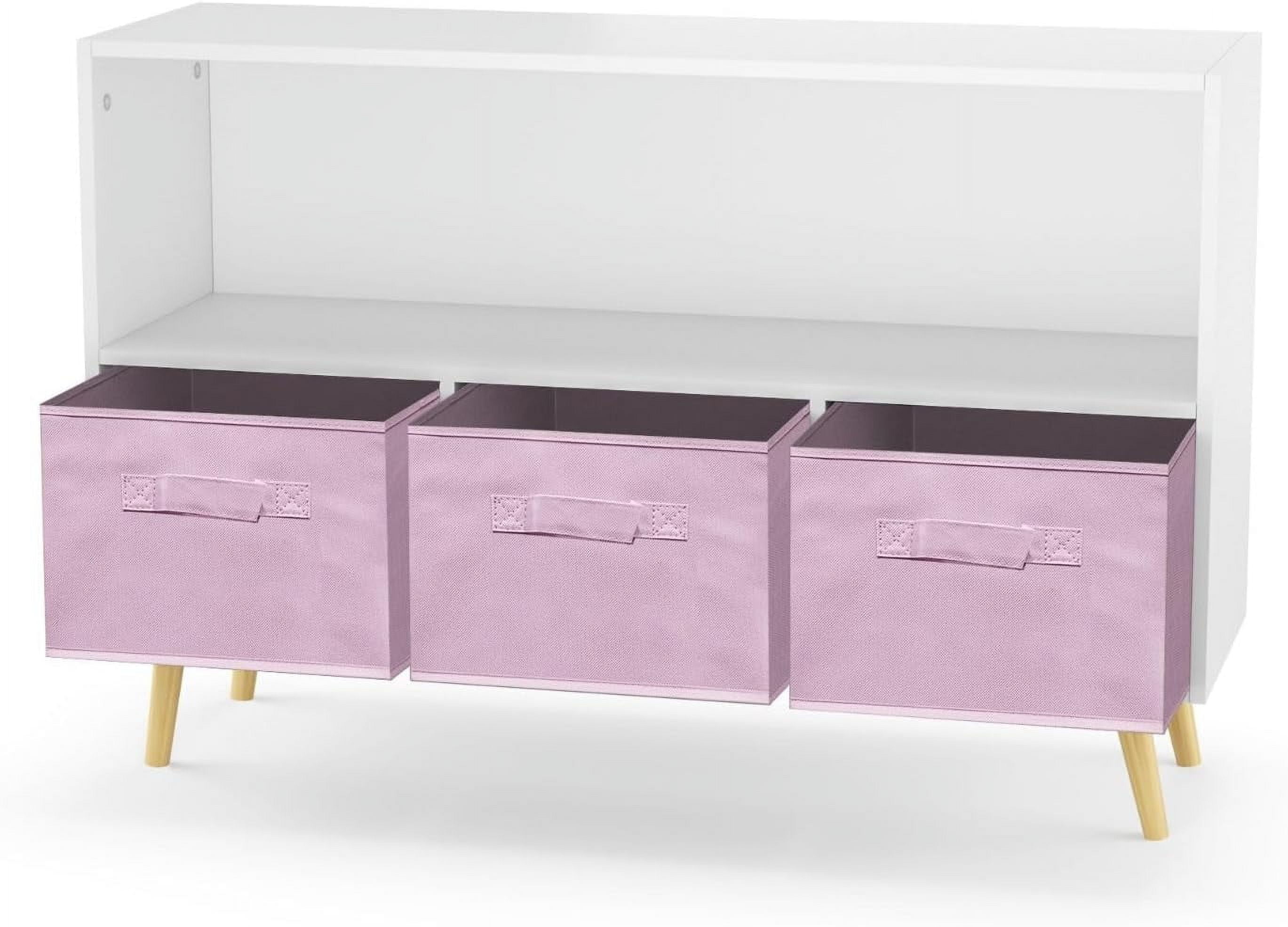 2-Shelf Bookcase with 3 Fabric Storage Bins, Storage Chest Organizer ...