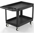 2 Shelf Heavy Duty Plastic Utility Cart, Service Cart Tub Storage W ...