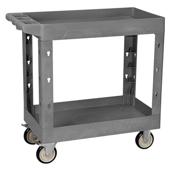 2-Shelf Heavy Duty Utility Cart with Wheels, 34 x 17-Inch Plastic ...
