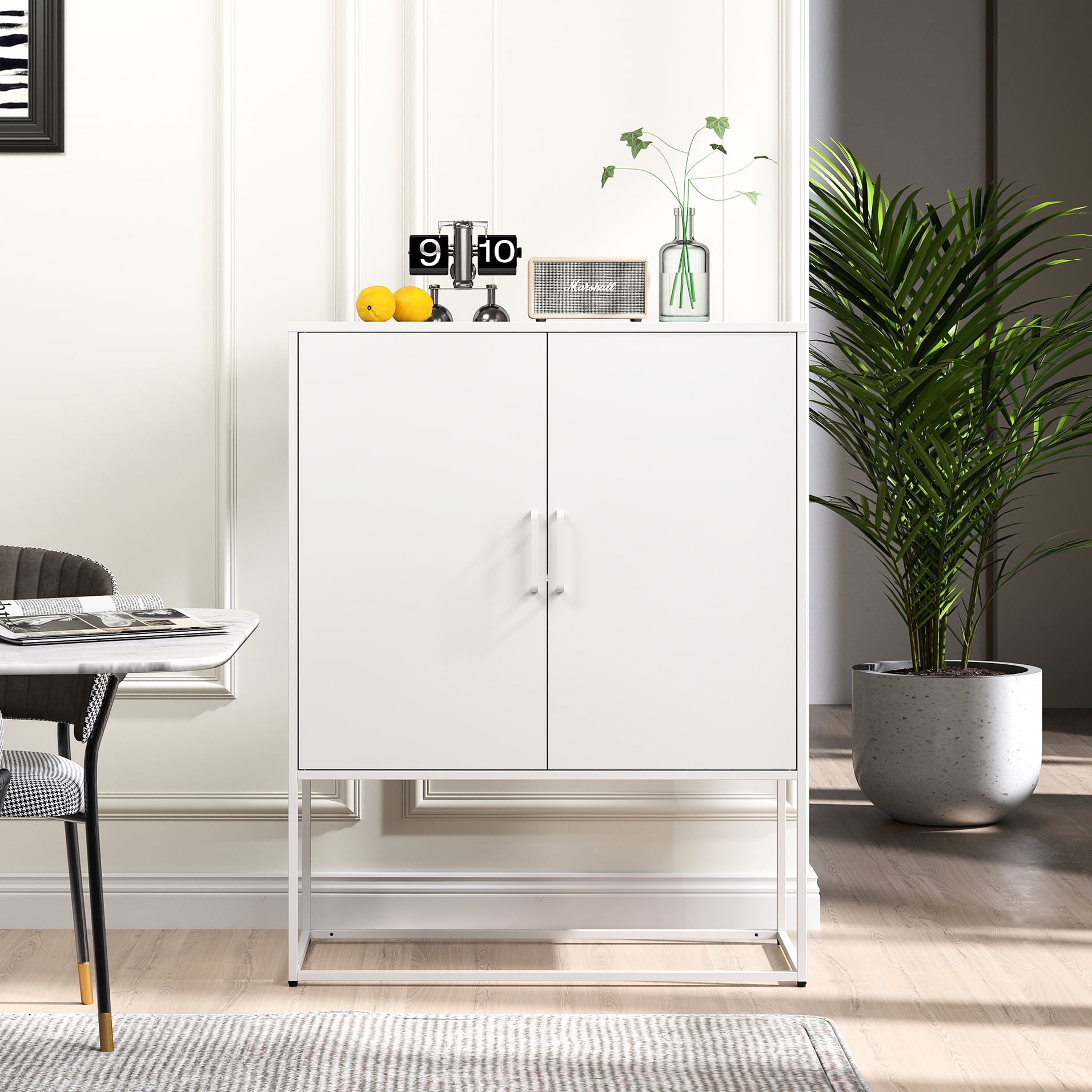 2 Shelf Metal Cabinet - Modern Heavy Duty For Home Office , Magnetic ...