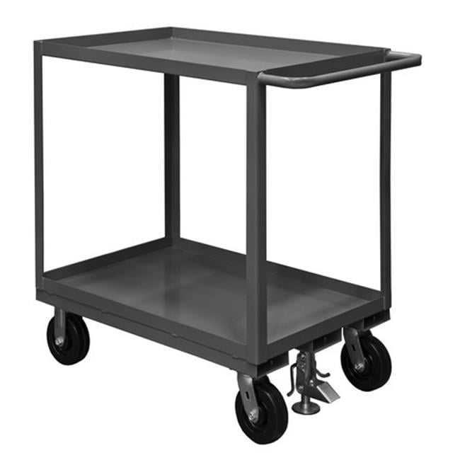 2 Shelf Rolling Stock Cart with Floor Lock & Phenolic Casters, Gray ...