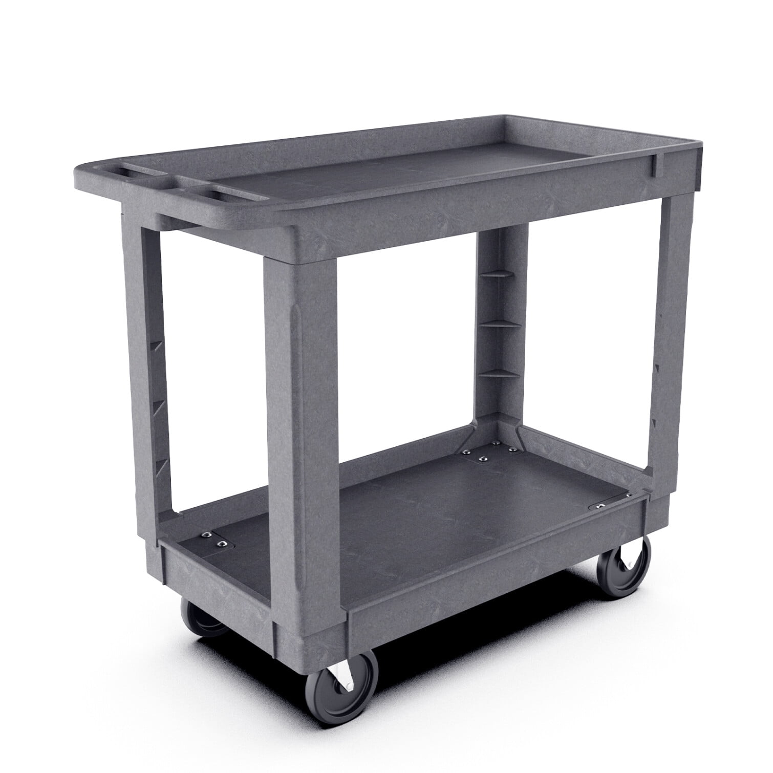2-Shelf Utility Cart with Wheels and Deep Shelves, Heavy Duty Plastic ...