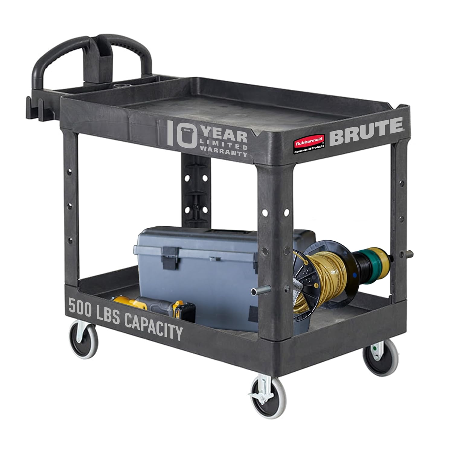 2-Shelf Utility/Service Cart, Medium, , Lipped Shelves, Ergonomic ...