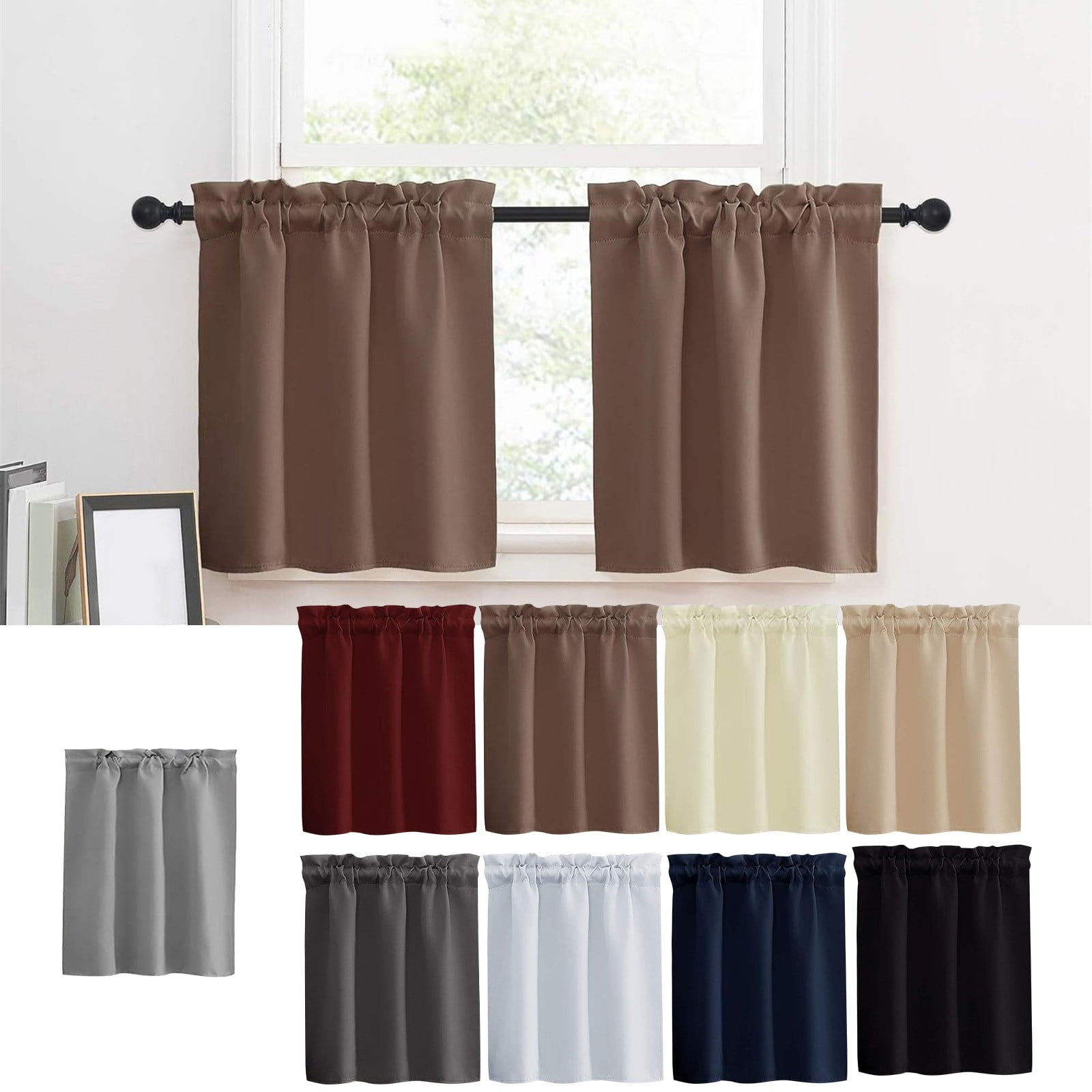 2*Short Curtain Clearance! Solid Color High Precision Through the Rod ...