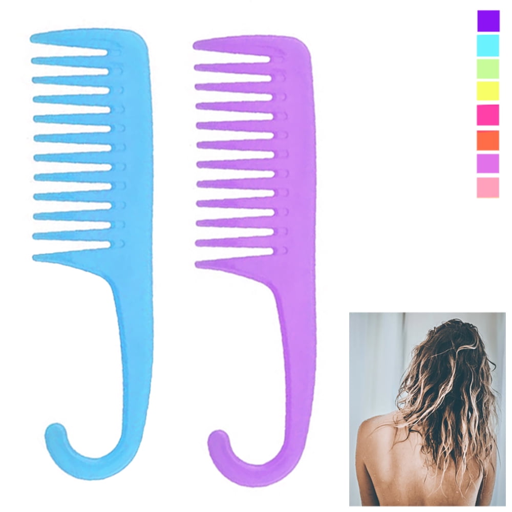 2 Shower Combs Hair Wide Tooth Dry Wet Gently Detangles Thick Long ...