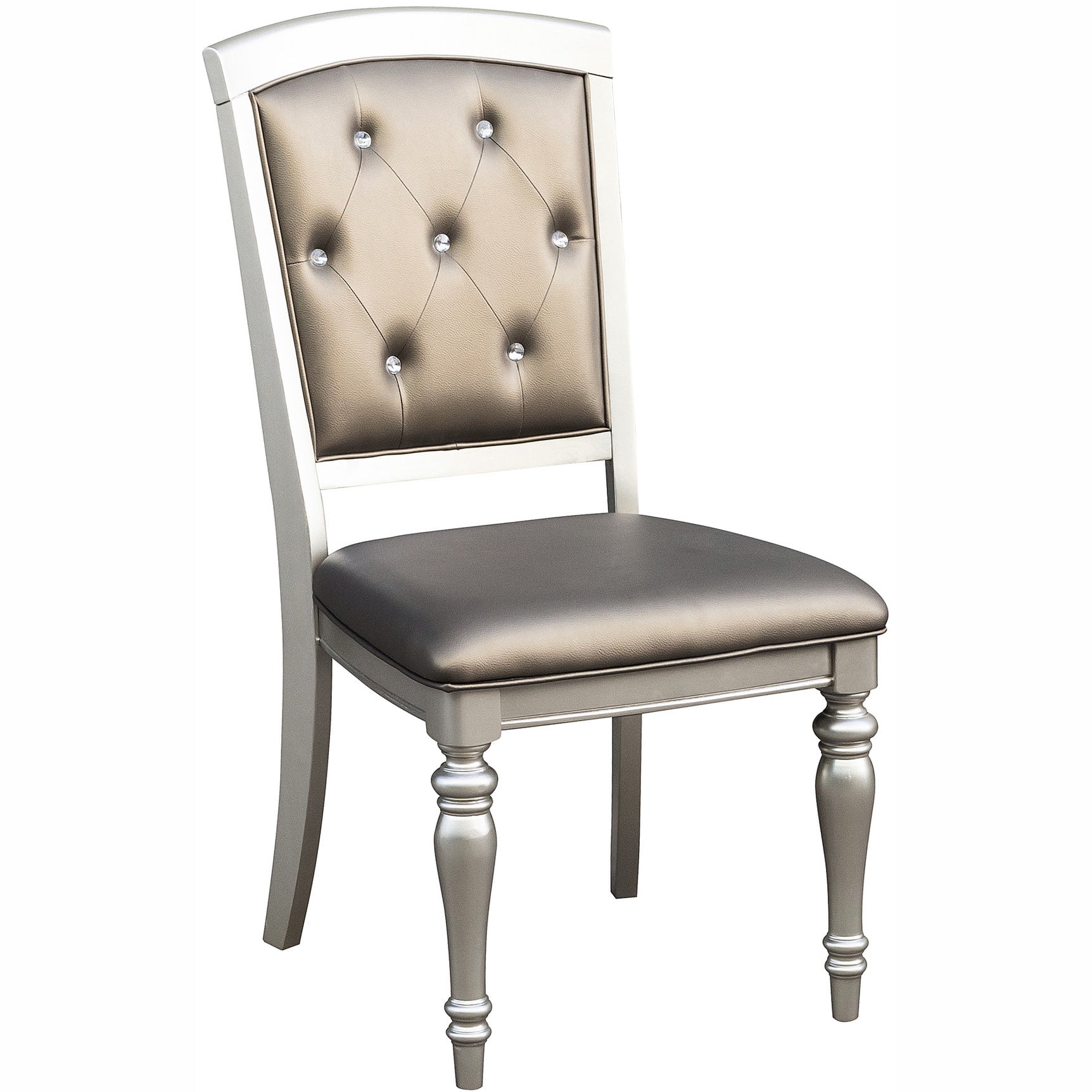 2 Side Chairs in Silver - Faux Leather and Crystal Design - Dining Room ...