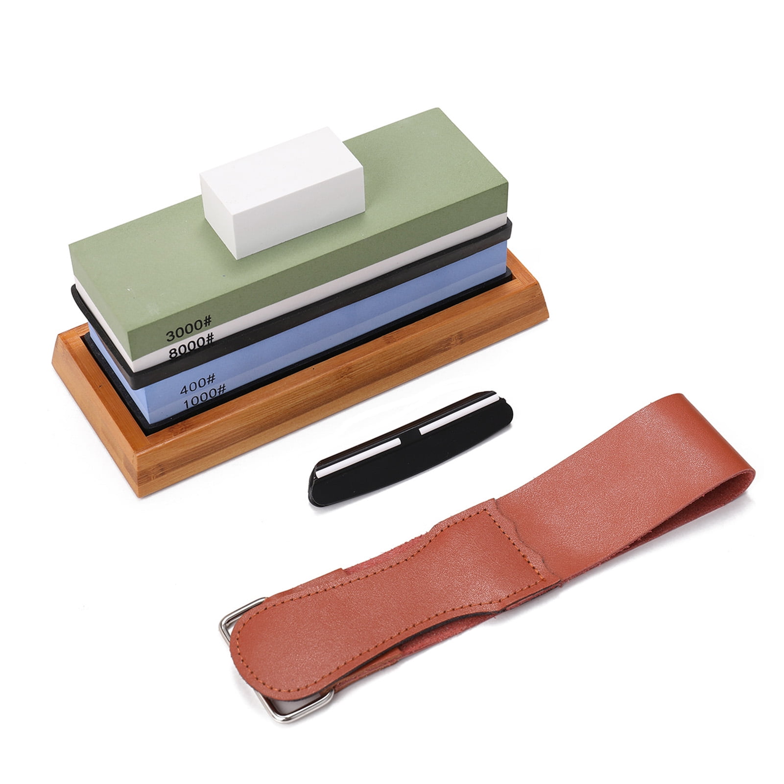 2 Side Grit 400 1000 3000 8000 Knife Sharpening Stone Set Household ...