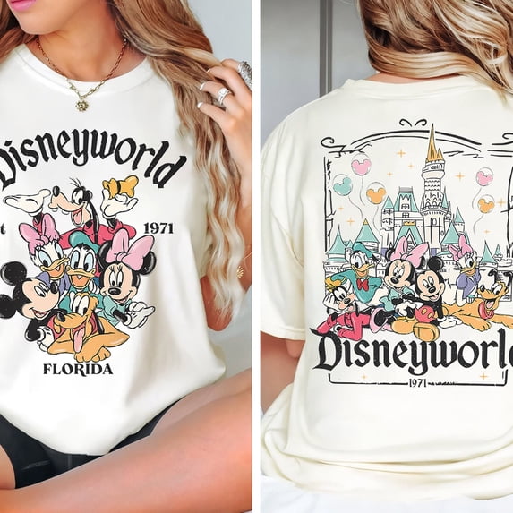 2 Side Retro Disneyworld Florida Shirt Mickey And Friends Est 1971 T ...