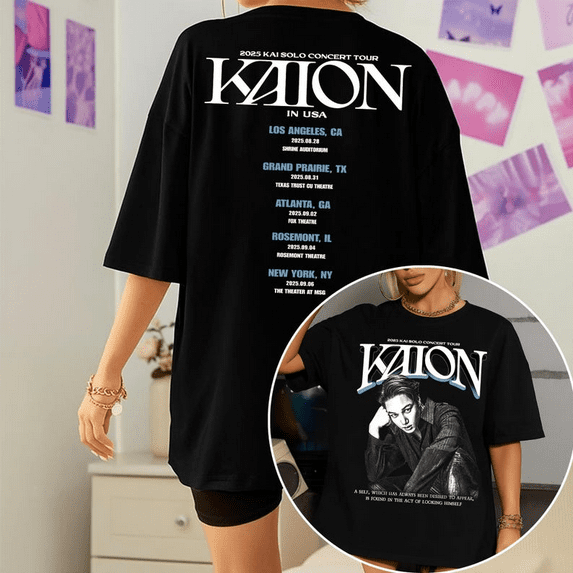 2 Sided 2025 Kai Solo Concert Tour KAION T-Shirt, Kai Wait On Me Album ...