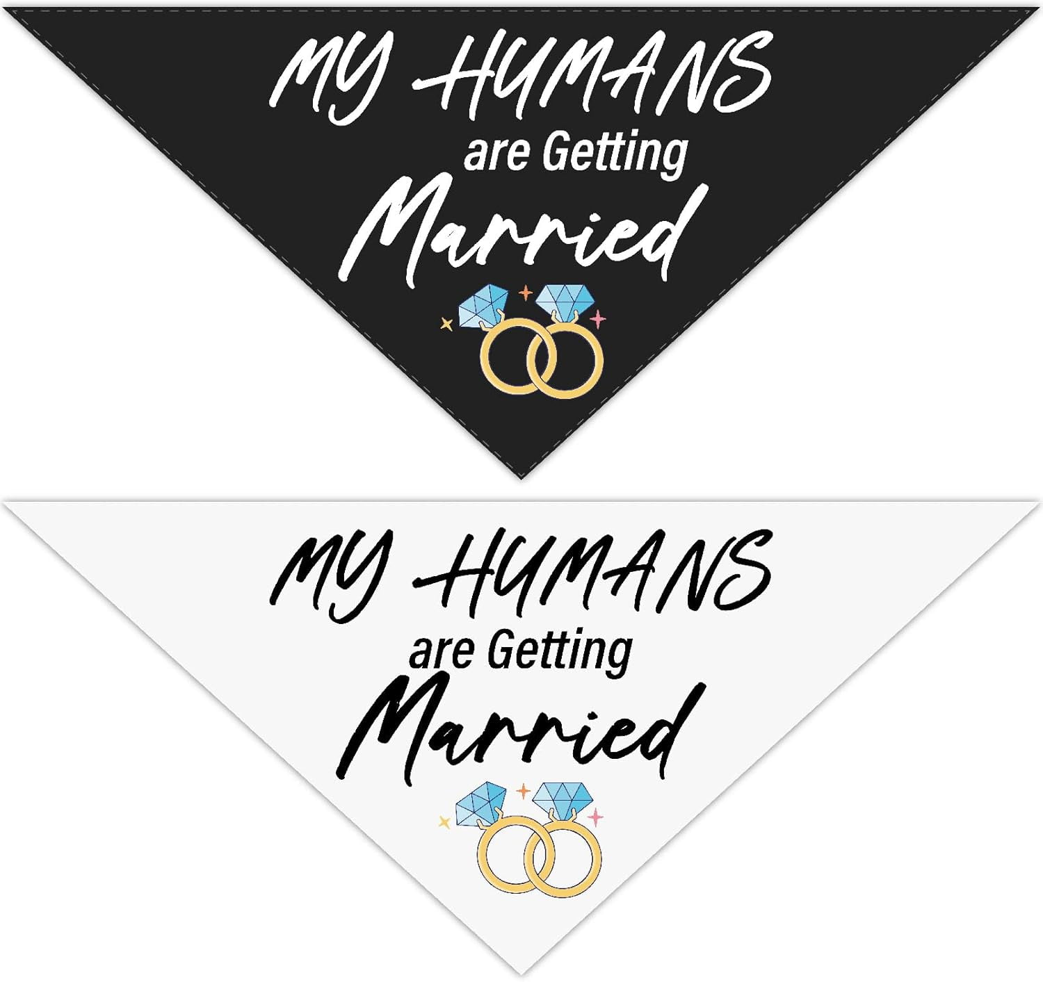 2 Sided 2Pcs Married Word Dog anas Wedding Ring Pet ana Triangle Scarf ...