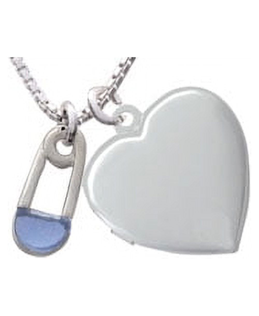 2-Sided Blue Baby Safety Pin Heart Locket Necklace, 18"+2" - Walmart ...