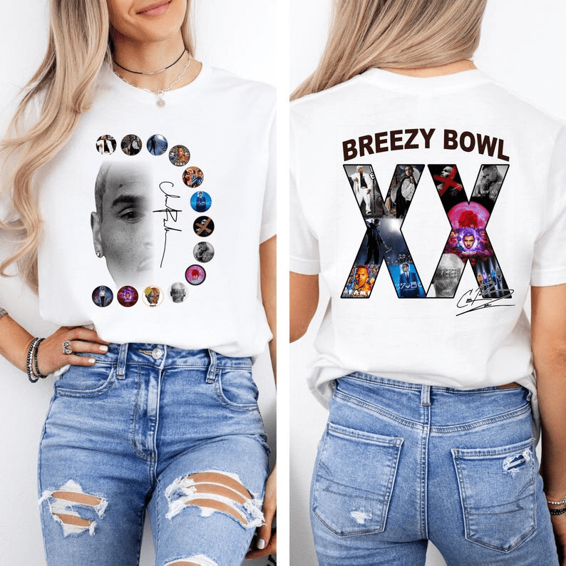 2 Sided Chriis Br.own Bre.ezy B.owl XX 2025 Tour T-Shirt, 2025 Concert Outfit - Walmart.com