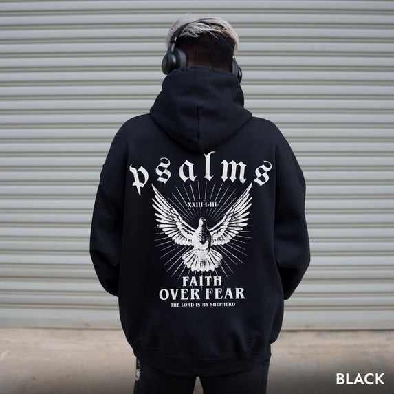 2 Sided Christian Streetwear Faith Over Fear Hoodie Bible Verse Hoodie ...