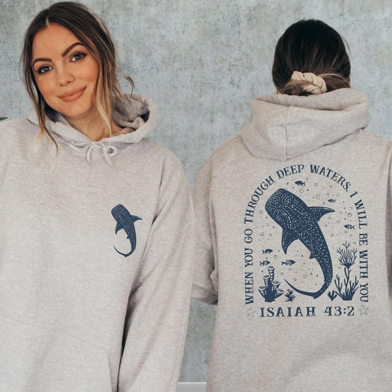 2 Sided Christian Whale Shark Sweat, Bible Verse Sweat, Ocean Faith ...