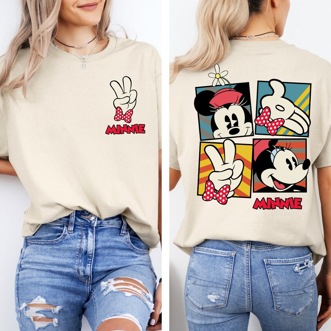 2-Sided Disney Classic Minnie Mouse Pose T-Shirt, Mickey And Friends ...