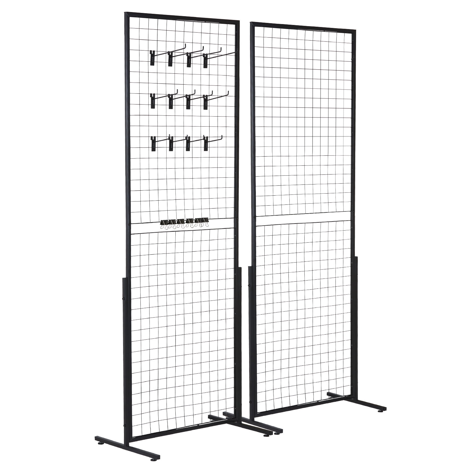 2-Sided Grid Panel Display, 2 Pack 2' x 5.6' Freestanding with T-Base ...