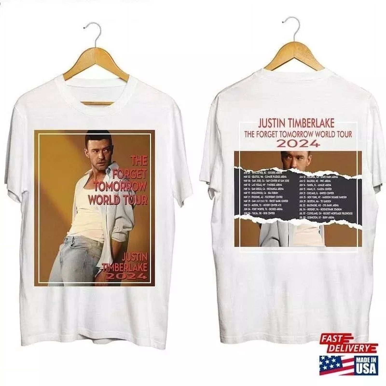 2 Sided Justin Timberlake 2024 Tour Unisex Shirts, Forget Tomorrow ...