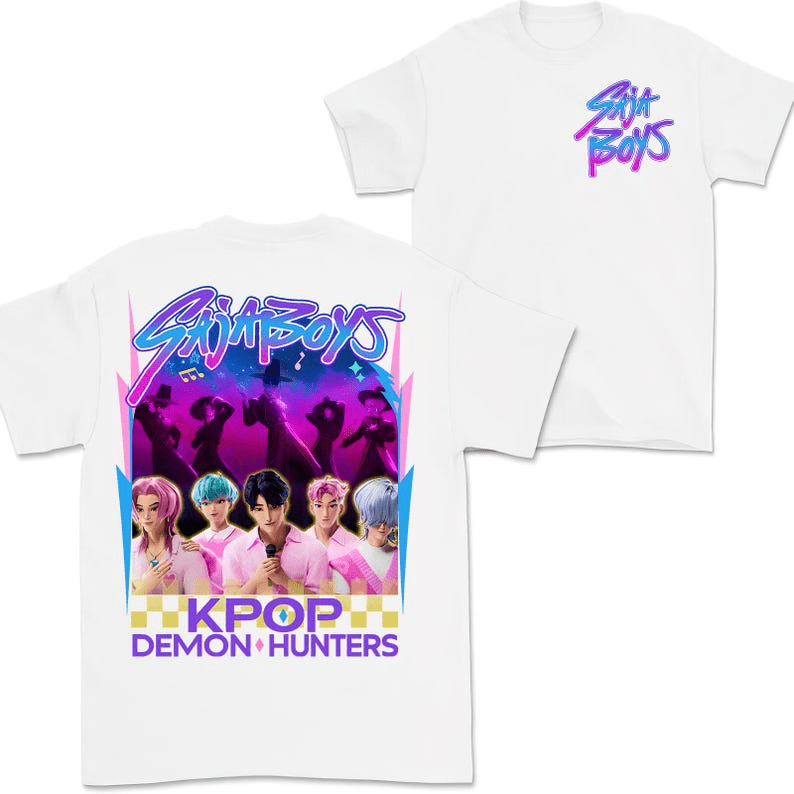 2 Sided K-Pop Demon Hunters Saja Boys Graphic Shirt, Stylish Korean ...