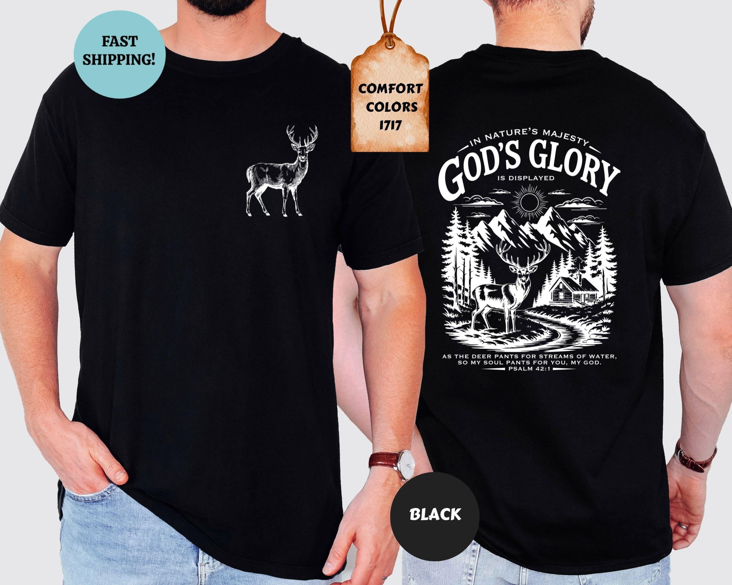 2 Sided Men's Christian Deer T-Shirt: Bible Verse Tee, Hunter Gift ...
