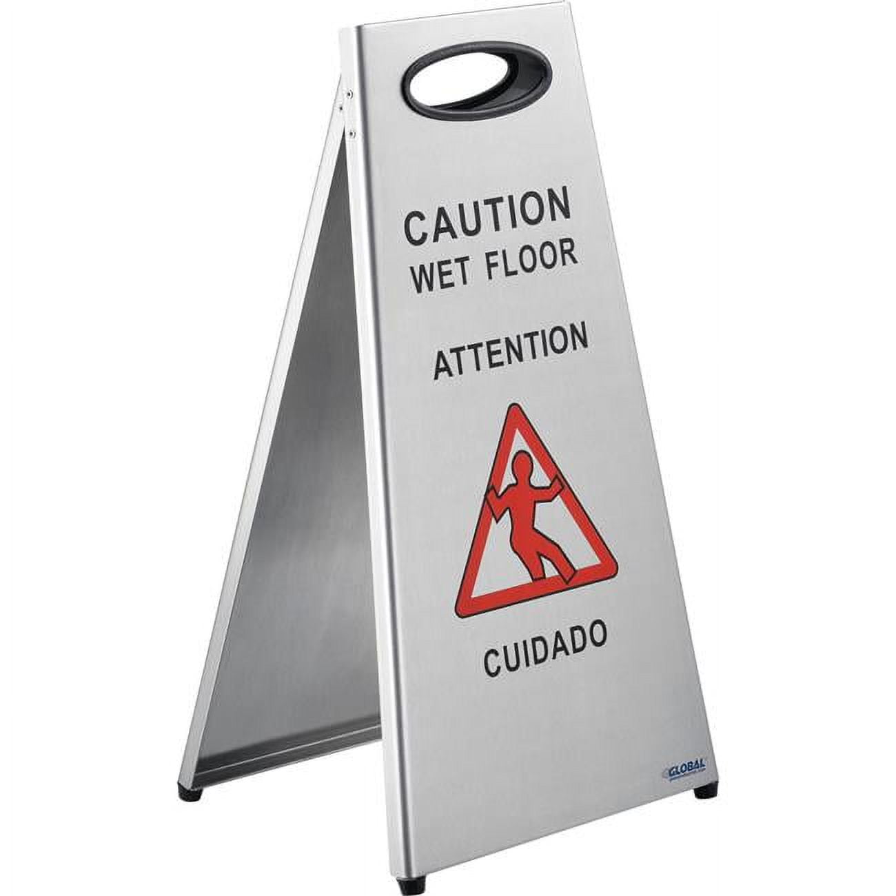 2 Sided Multi-Lingual - Caution Stainless Steel Floor Sign - Walmart.com