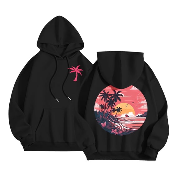 2 Sided Puff Graphic Oversized Hoodies for Women Trendy Cute Preppy ...