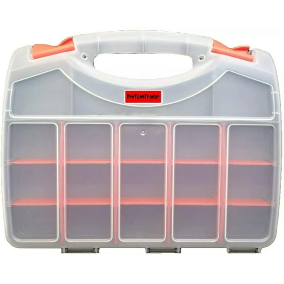 2 Sided Storage Organizer Carrying Case Adjustable Compartments Crafts ...