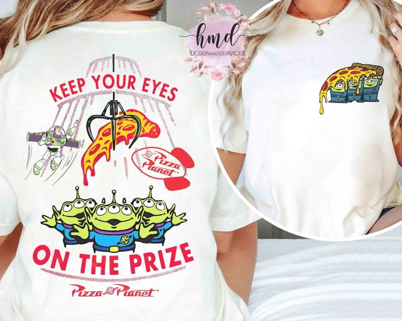 2-Sided Toy Story Buzz Lightyear Aliens Pizza Planet Shirt, Disney Toy ...