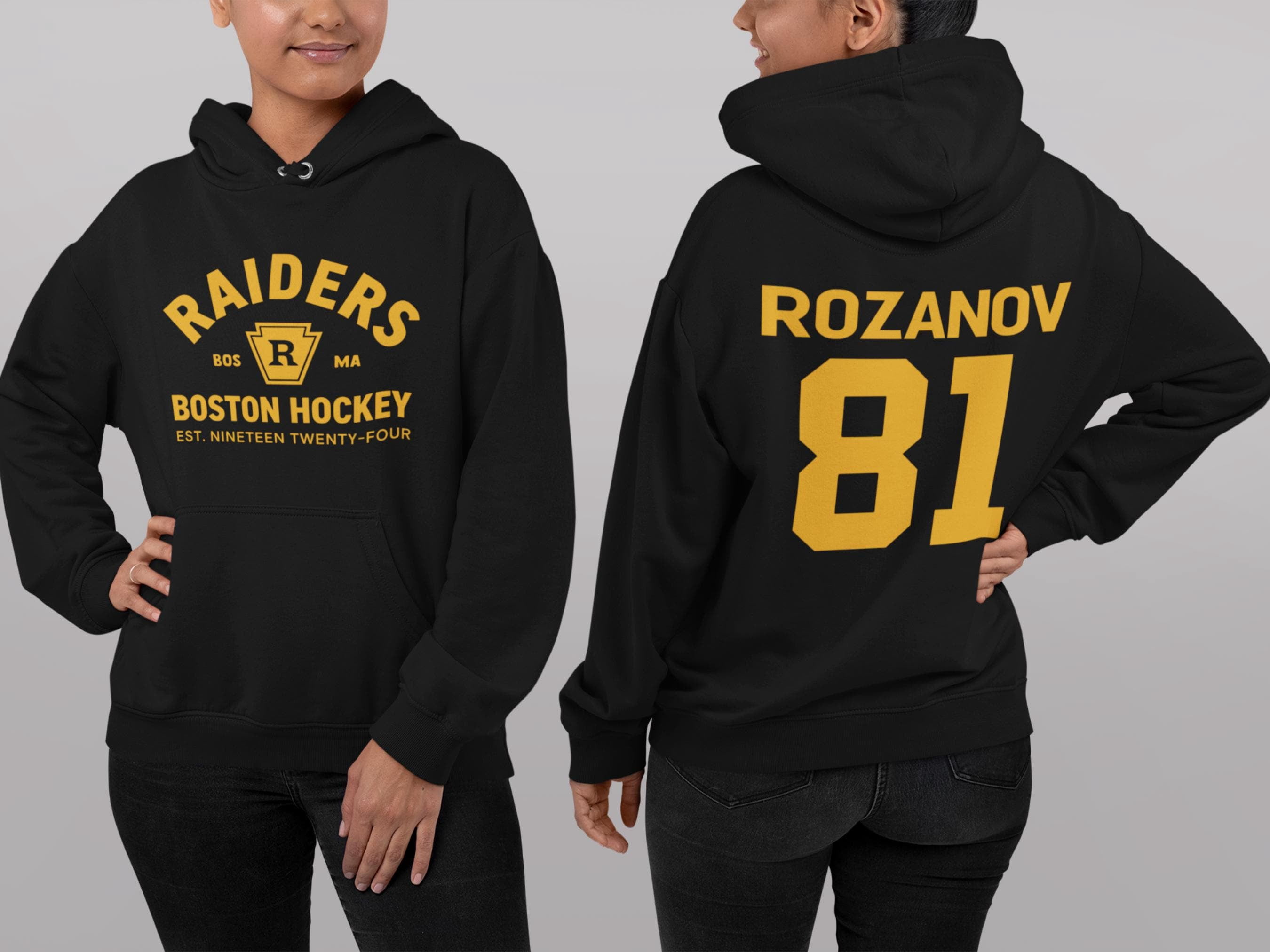 2 Sided Unisex Boston Raiders Hoodie, Hockey Pullover Hooded Sweatshirt ...