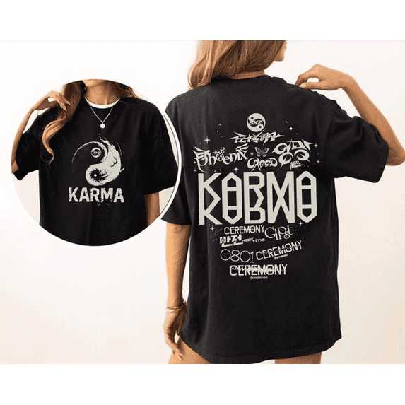 2 Sided Vintage Stray Kids 2025 World Tour T-Shirt, Karma Track List ...