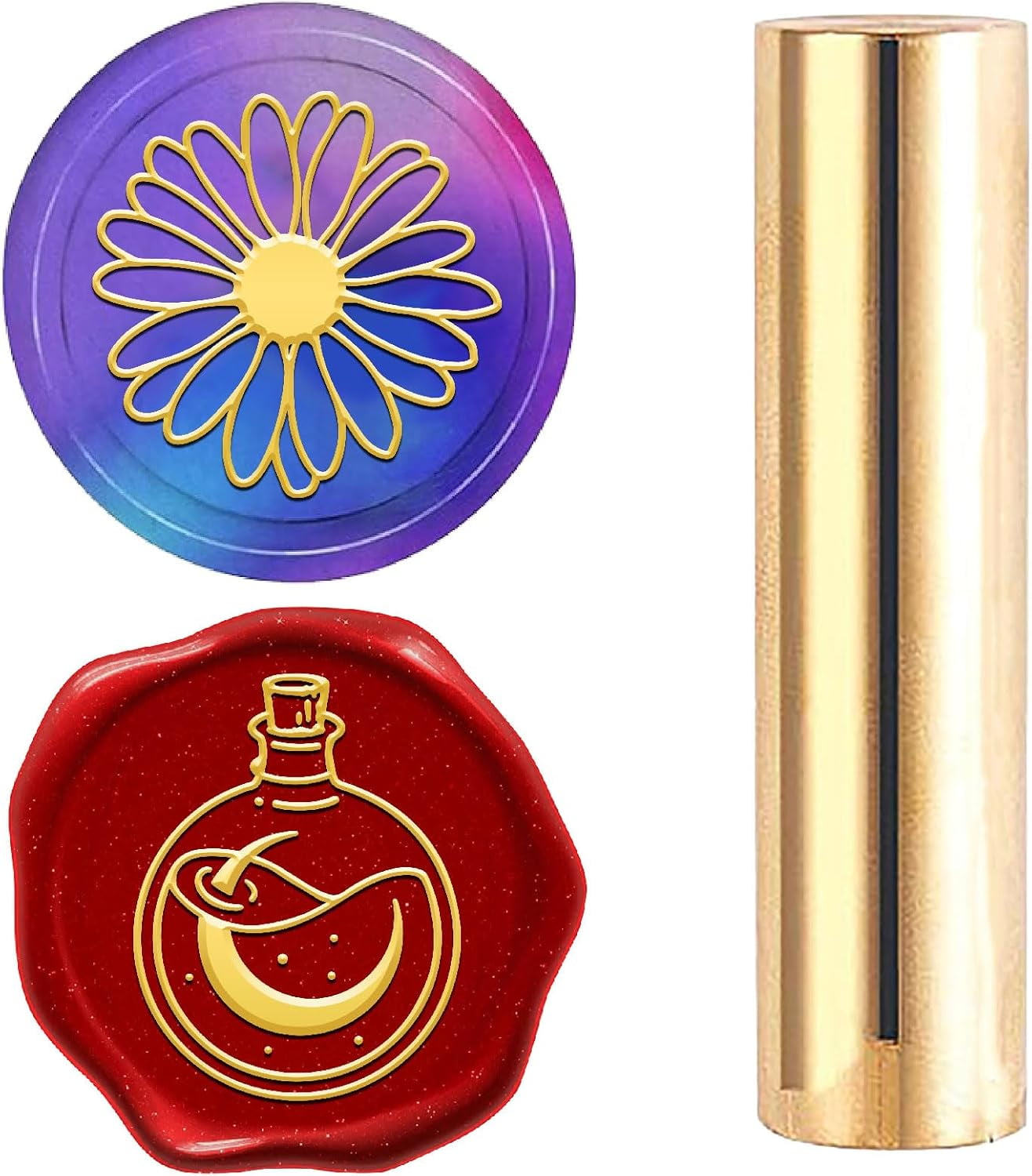 2 Sides Pattern Wax Seal Stamp 15mm Mini Daisy Flower Potion Bottle ...