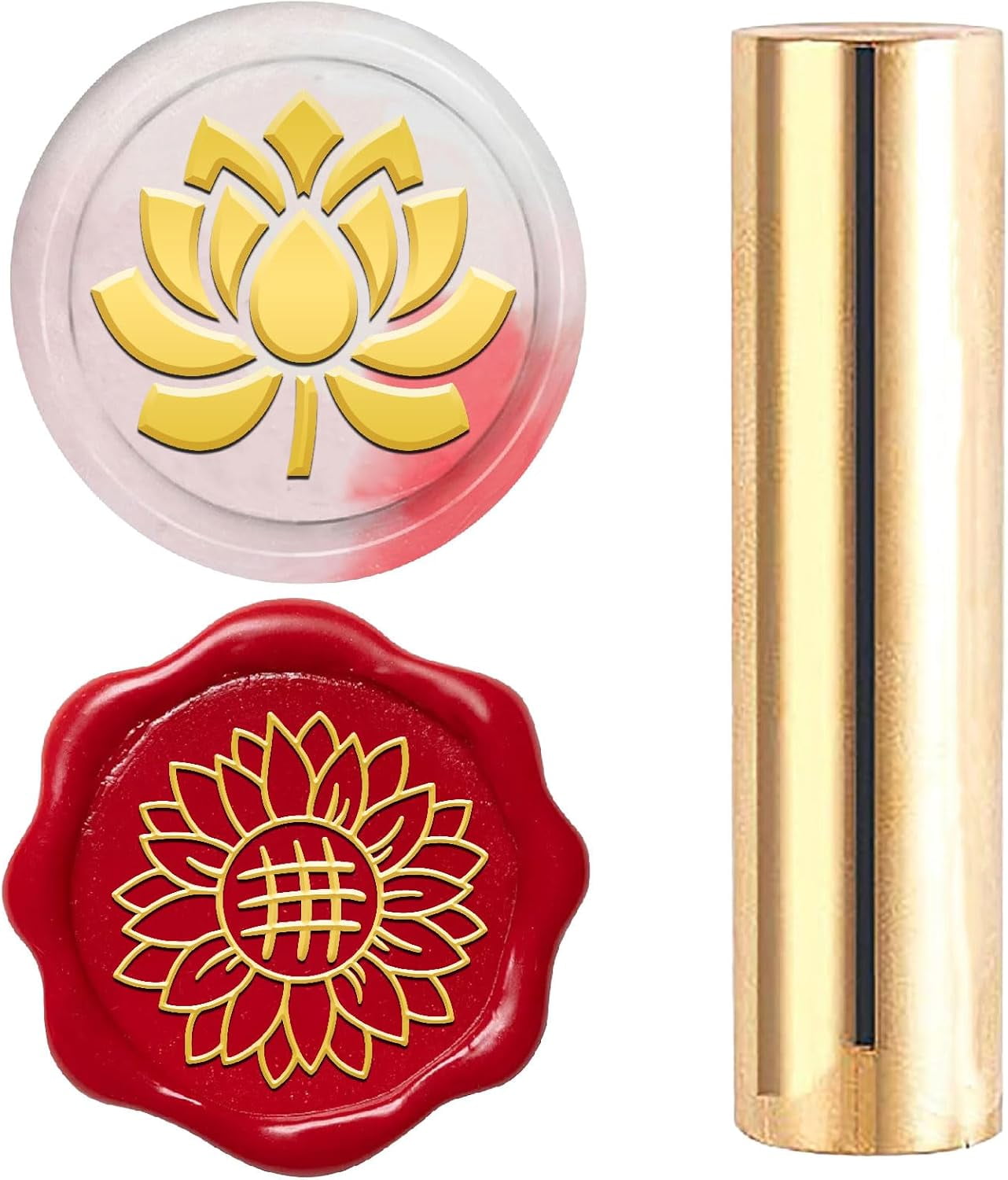 2 Sides Pattern Wax Seal Stamp 15mm Mini Lotus Flower Sunflower Soild ...