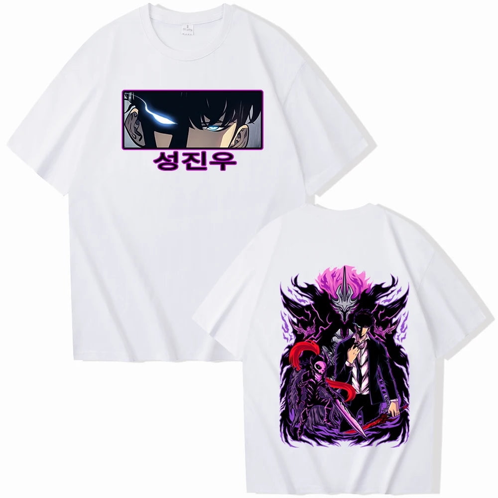 2 Sides Solo Leveling Shirt, Anime Sung Jiin Woon Graphic Tee Womens ...