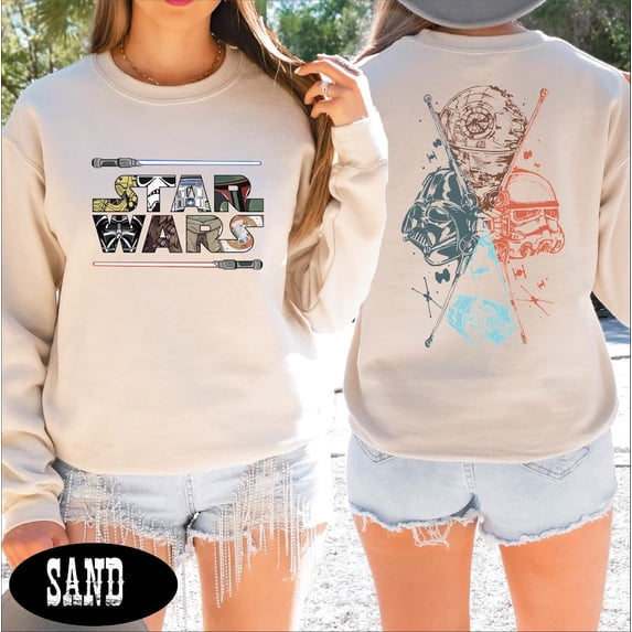 2 Sides Star W@rs SweatShirt, Space Battle Helmet Sweatshirt, Retro ...