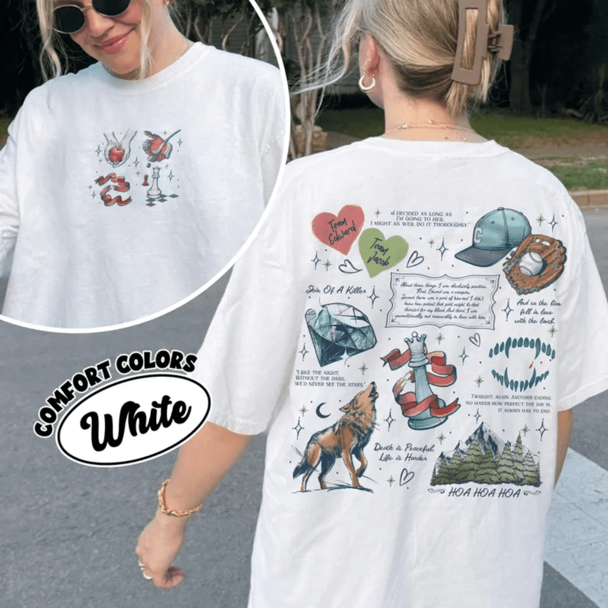 2 Sides Twi.Light Inspired VamPire Wolf Romance Graphic T-Shirt for ...