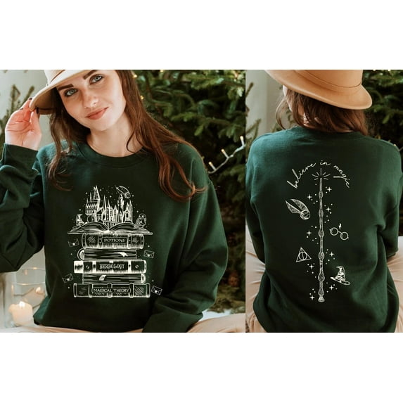 2 Sides Wizard Castle Book Swearshirt, Wizard School, Cute HP Shirt ...
