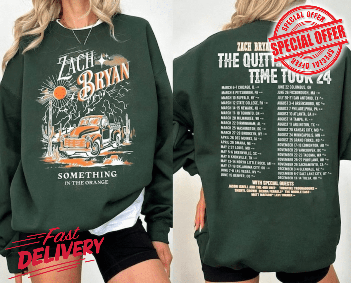 2 Sides Zach Bryan The Quittin Time Tour 2024 Classic Tshirt Zach Bryan Fan Oversize Graphic Tee ...