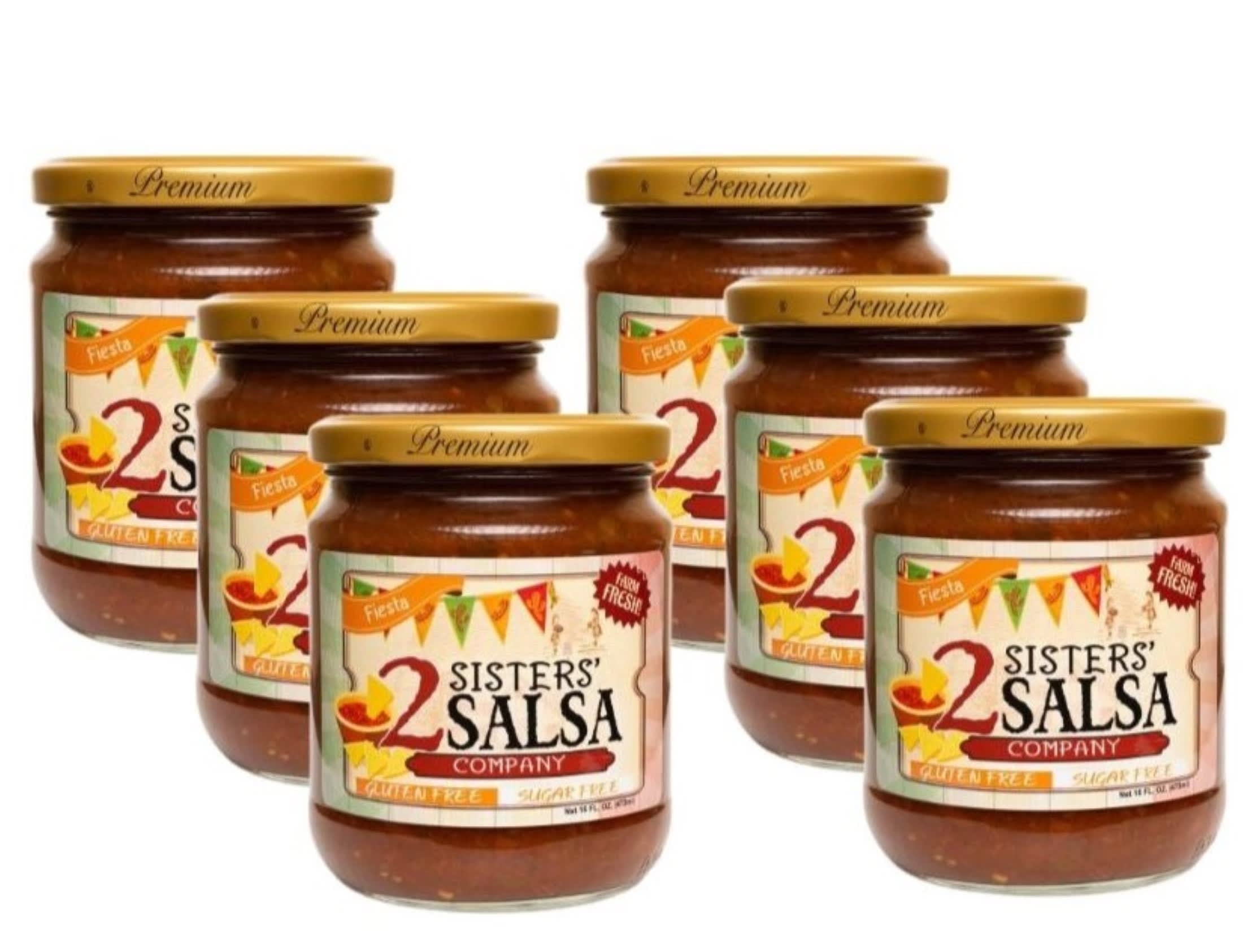 2 Sisters' Salsa Fiesta Salsa, No Sugar Added, 16 fl oz ea, 6 Pack ...