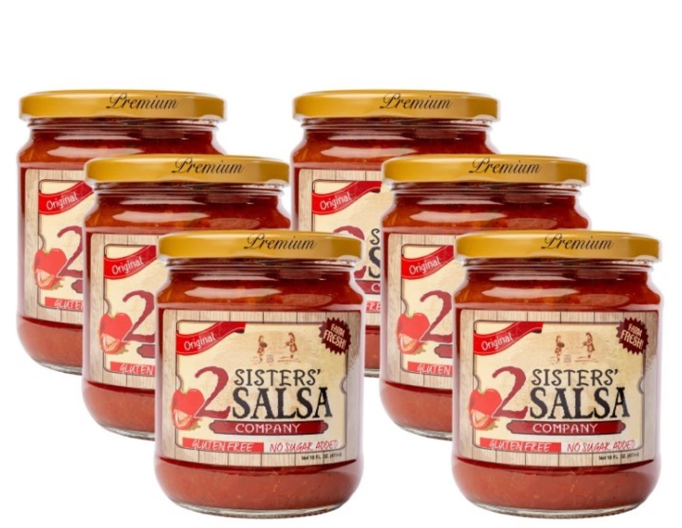 2 Sisters' Salsa Original Salsa, No Sugar Added, 16 fl oz, 6 Pack ...