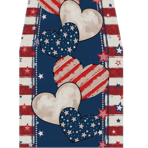 2 Size 4th of July Table Runner Patriotic Red White Blue Star Table ...